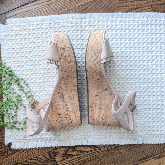 kate spade | Shoes | Kate Spade Tomas Ruffle Leather Cork Wedge Sandals ...